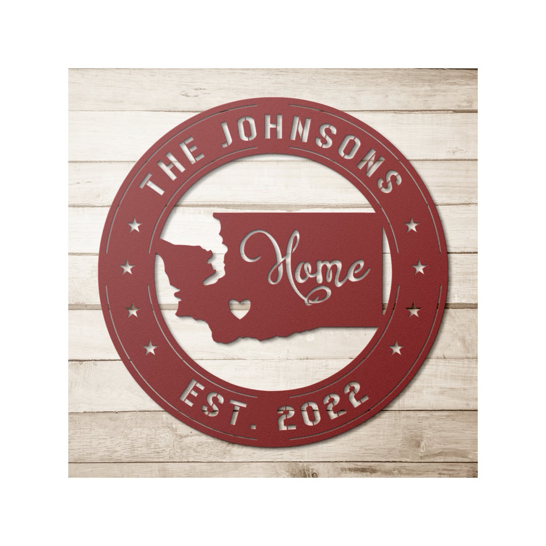 Personalized Washington State Metal Sign: Family Name WA Home Decor - Etsy