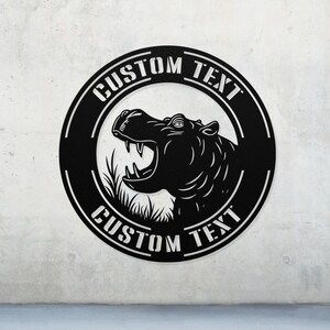 Custom Hippo Metal Sign | African Safari Decor | Zoo Animal Wall Art ...