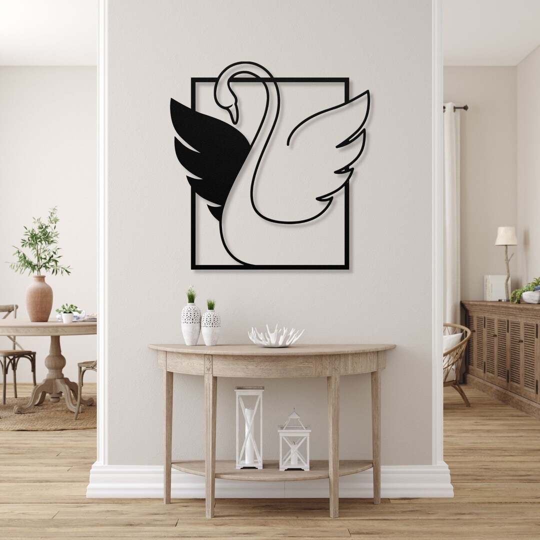 Swan Metal Sign for Living Room Decoration, Swan Bird Wall Decor for ...