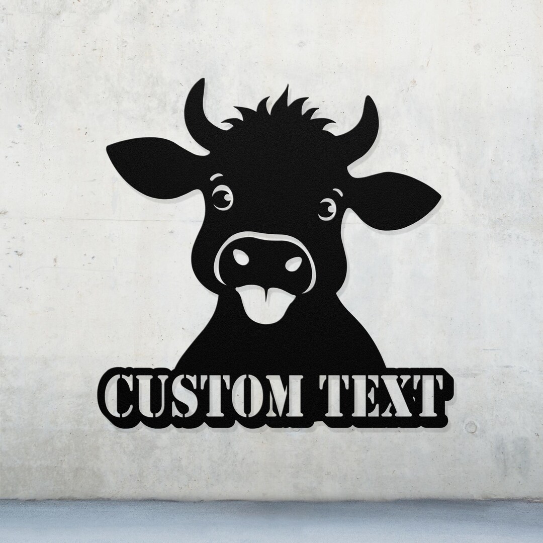 Custom Cow Metal Sign, Personalized Funny Farm Animal Decor, Cute ...