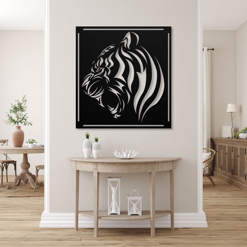 Metal Tiger Wall Art: Powder Coated Steel Tiger Decor - Etsy