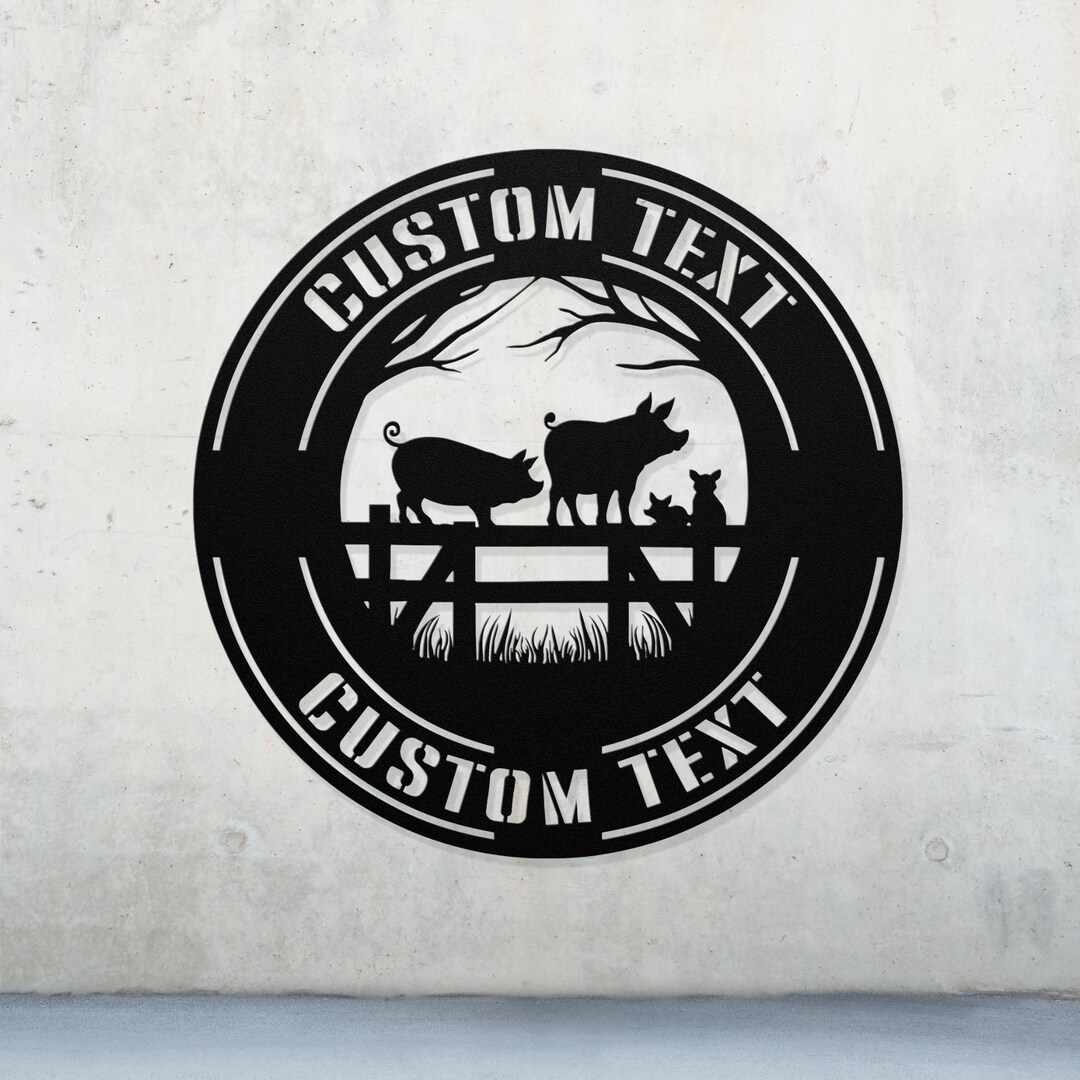 Custom Farm Animals Sign, Personalized Pig Family Metal Art, Rustic ...