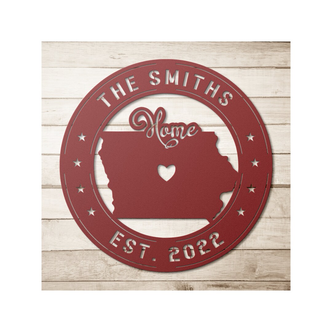 Personalized Iowa Metal Sign: Custom Family Name, IA Home Decor - Etsy