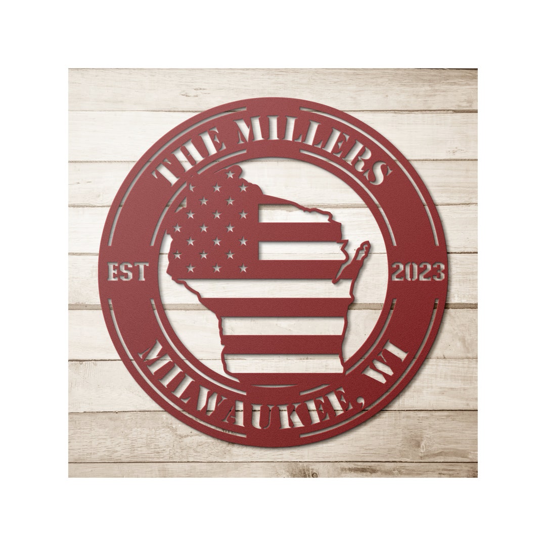 Custom Metal Wisconsin Sign - Personalized WI State Wall Art Decor With ...