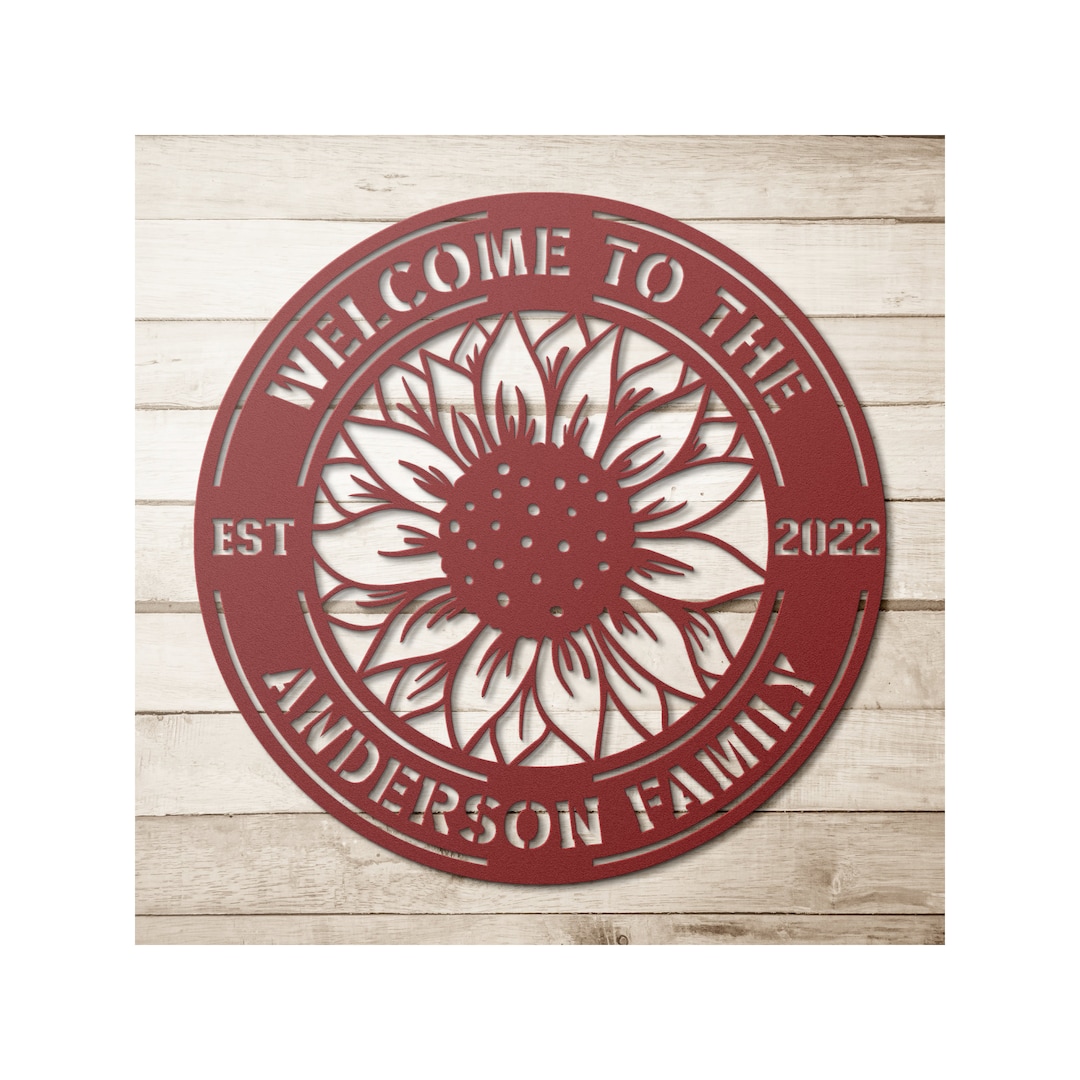 Custom Metal Sunflower Welcome Sign - Personalized Sunflower Garden ...
