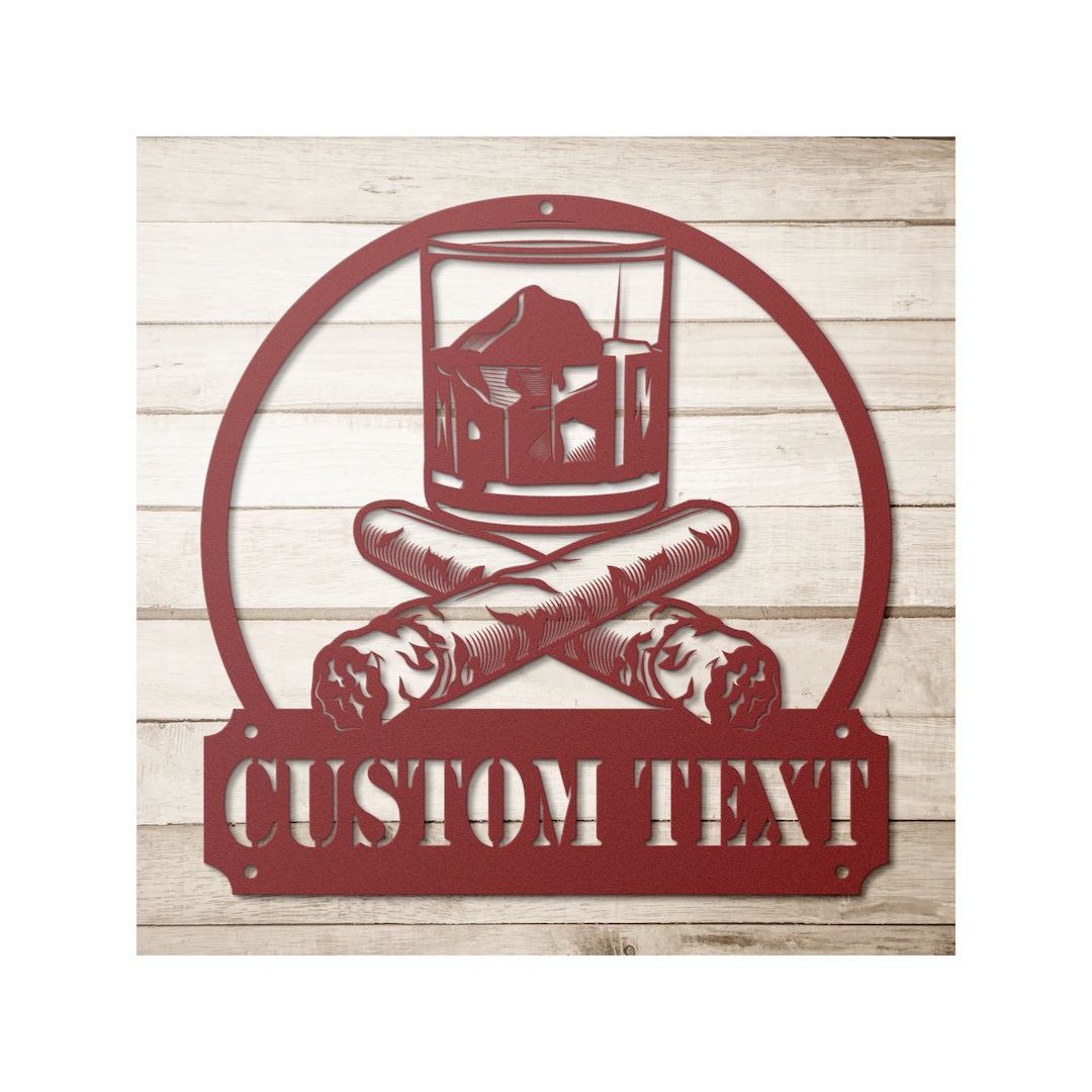 Custom Whiskey and Cigars Metal Sign - Personalized Whiskey Bar Wall ...