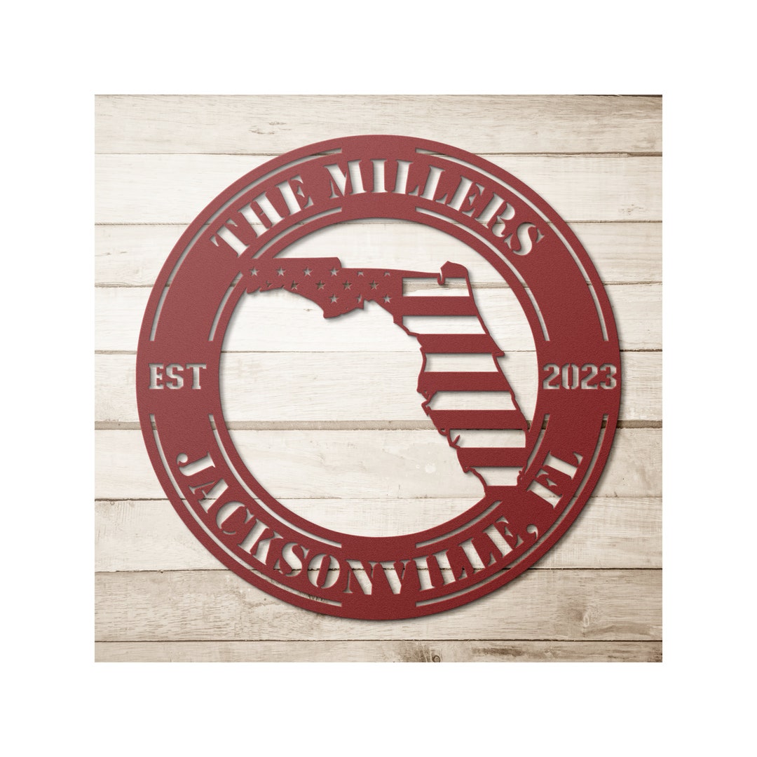 Custom Metal Florida Sign - Personalized FL State Wall Art Decor With ...