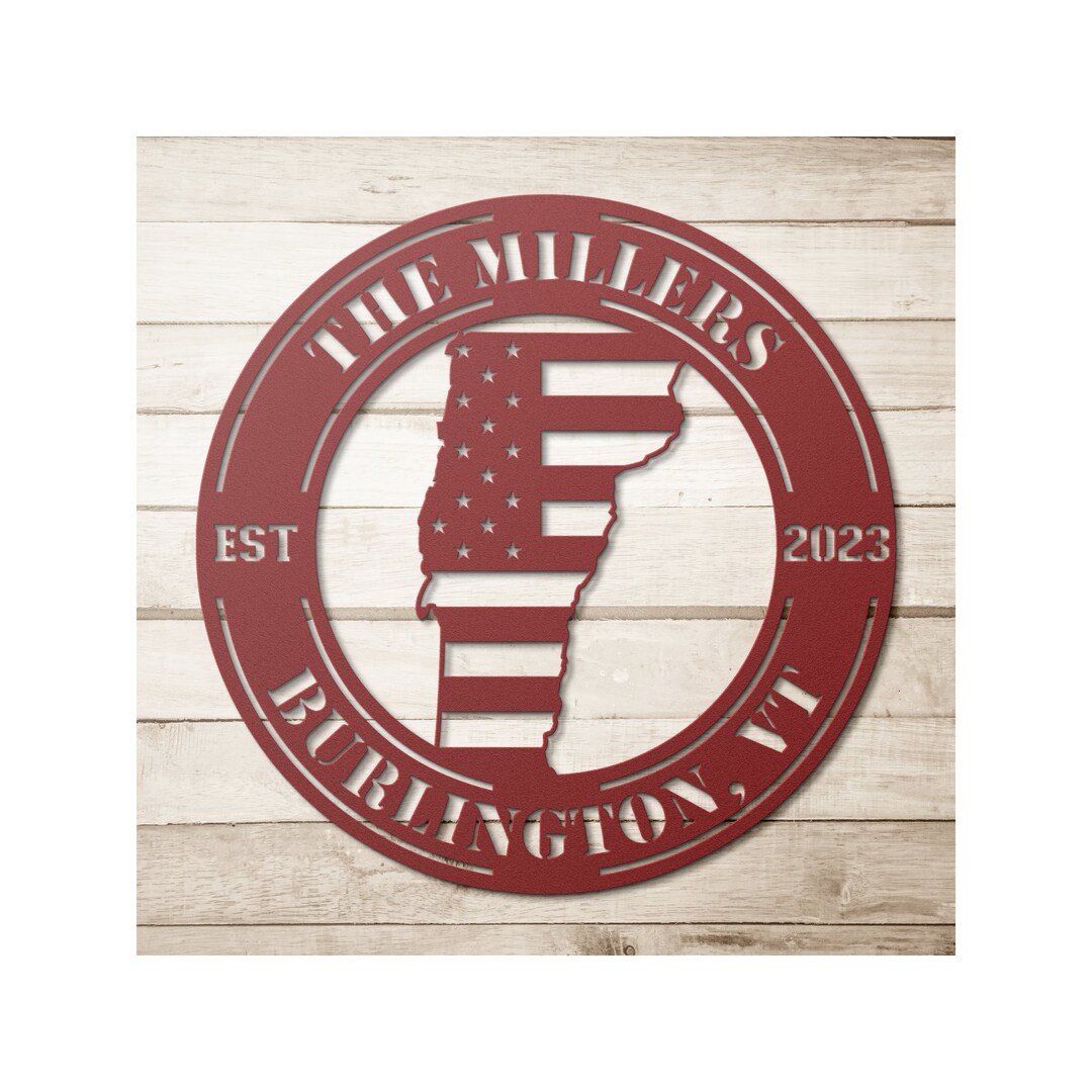 Custom Metal Vermont Sign - Personalized VT State Wall Art Decor With ...