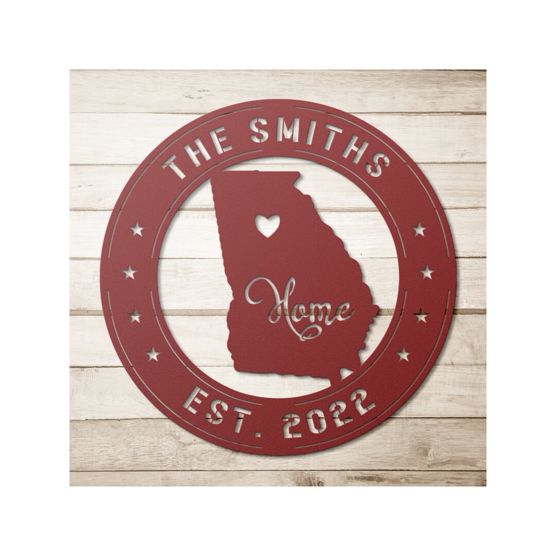 Personalized Georgia Metal Sign: Family Name, GA State Decor - Etsy