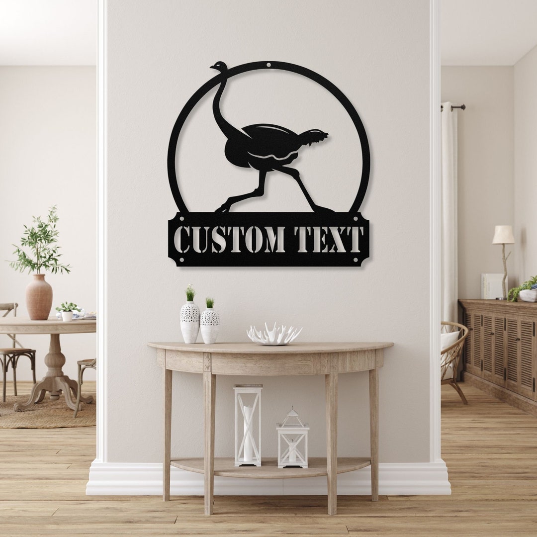 Custom Metal Ostrich Name Sign - Personalized Ostrich Wall Art Decor - Etsy