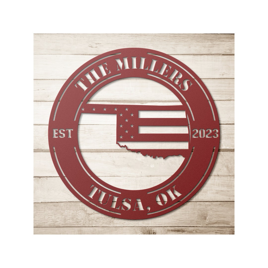 Custom Metal Oklahoma Sign - Personalized OK State Wall Art Decor With ...