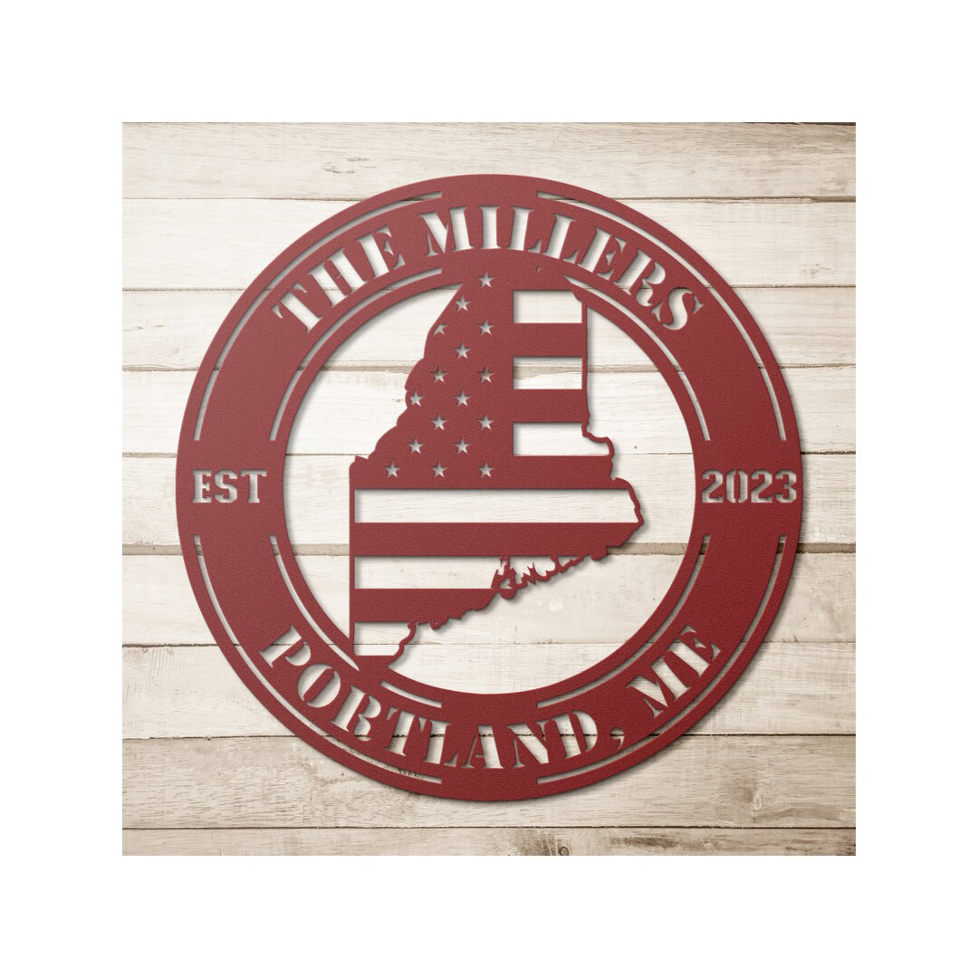 Custom Metal Maine Sign - Personalized ME State Wall Art Decor With Us ...