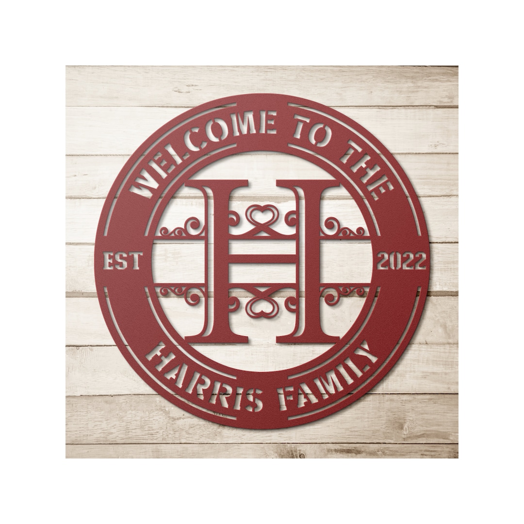 Custom Family Name Initial H Sign - Personalized Letter H Monogram ...