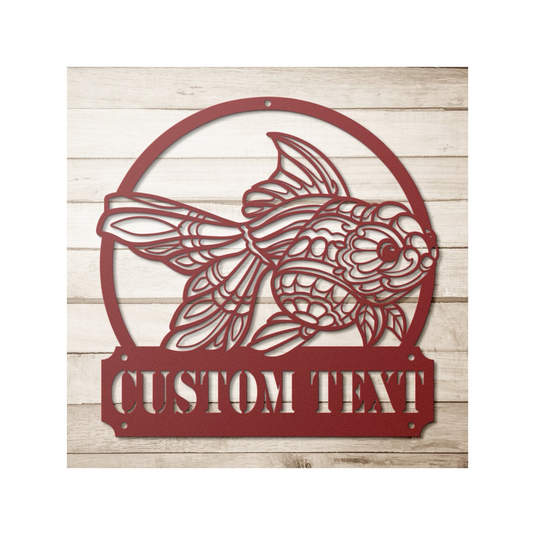Custom Metal Goldfish Sign - Personalized Gold Fish Wall Art Decor - Etsy