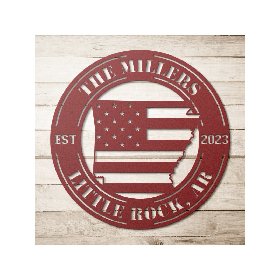 Custom Metal Arkansas Sign - Personalized AR State Wall Art Decor With ...