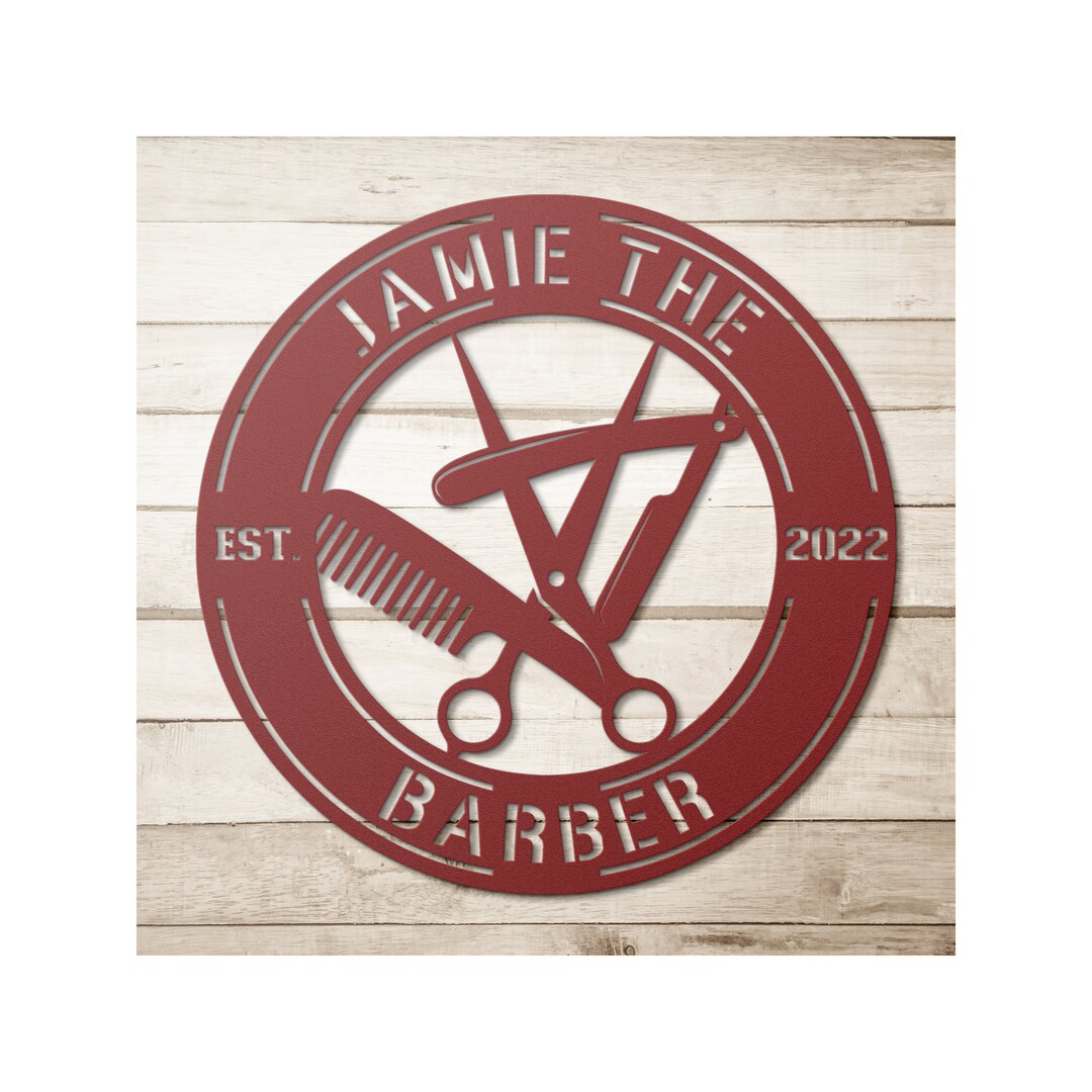 Personalized Barber Metal Wall Art, Custom Barber Shop Sign ...