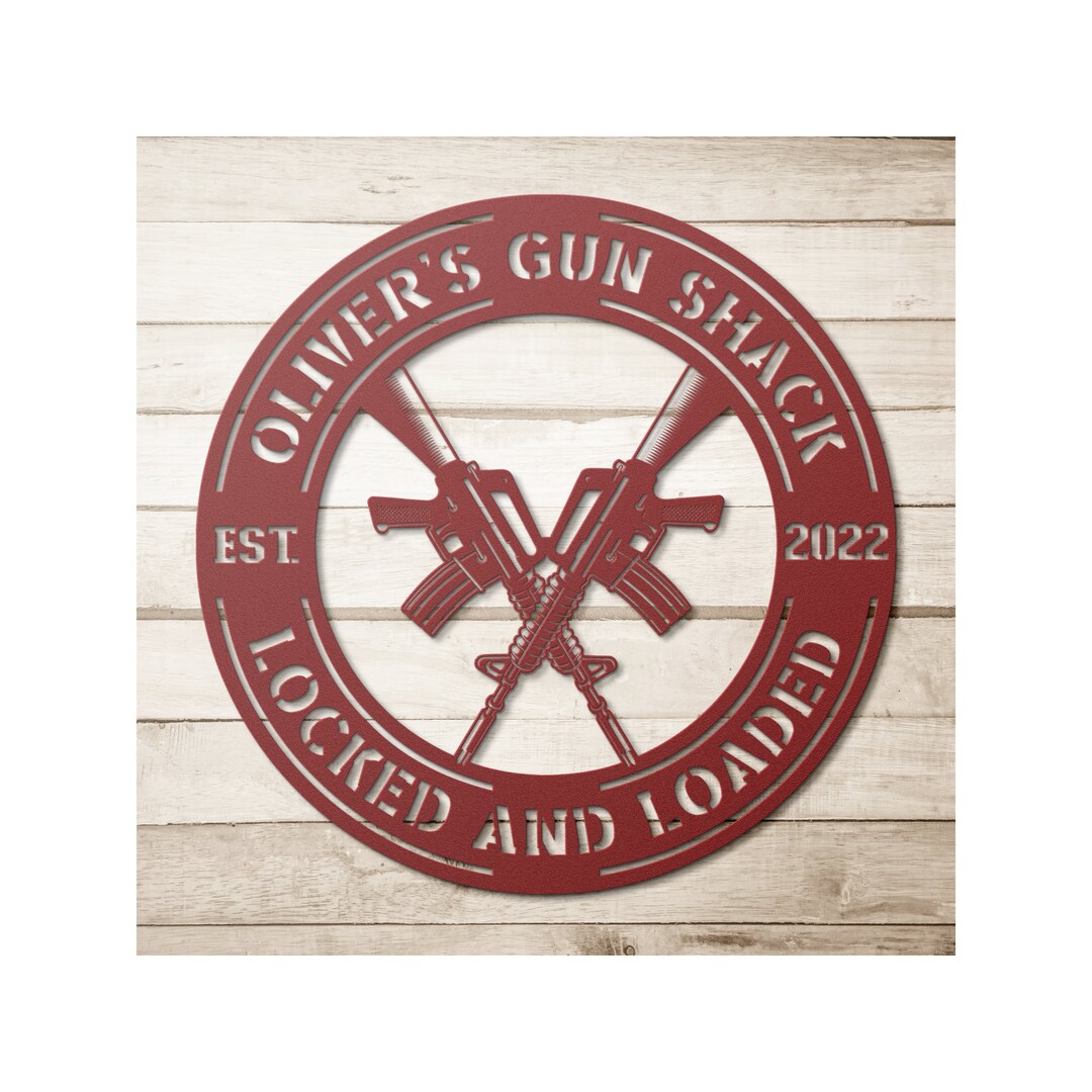 Personalized Metal Gun Name Sign for Property Custom Guns Room Wall Art ...