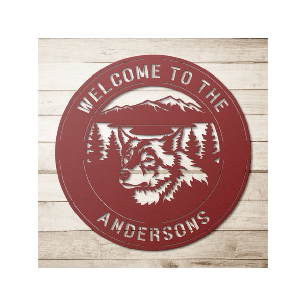Wolf Family Name Sign - Etsy