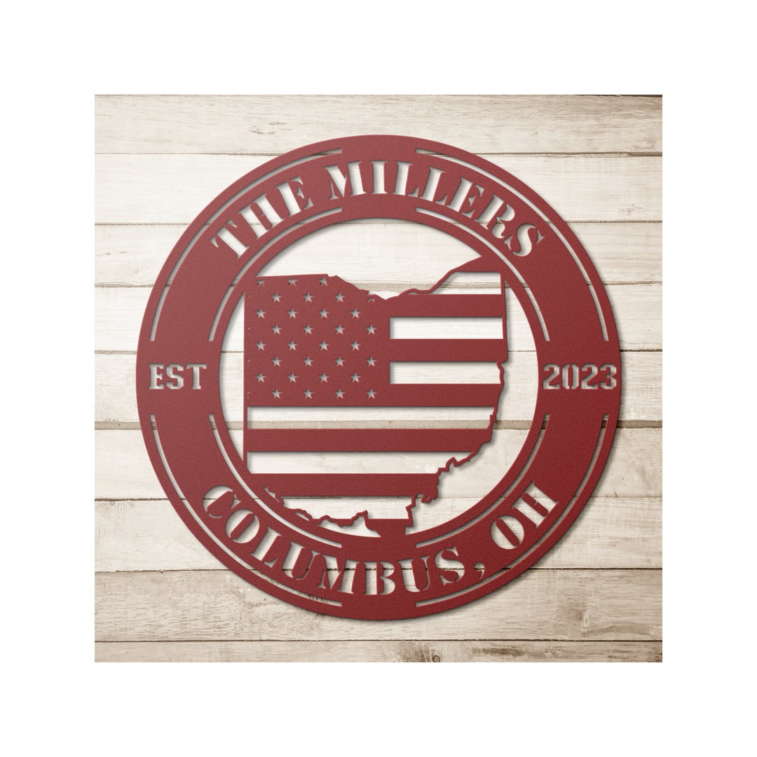 Custom Metal Ohio Sign - Personalized OH State Wall Art Decor With Us ...