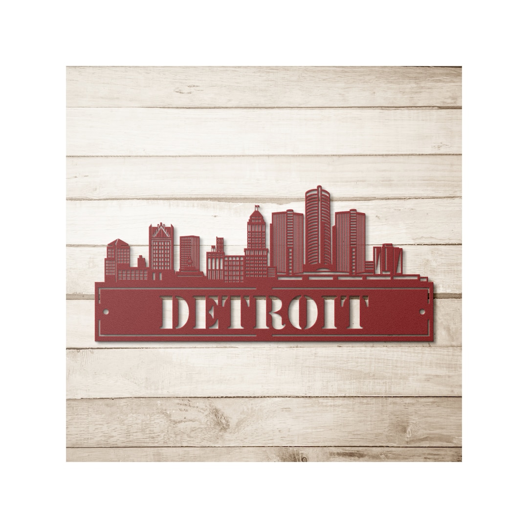 Custom Metal Detroit Sign - Personalized Detroit Skyline Wall Art - Etsy
