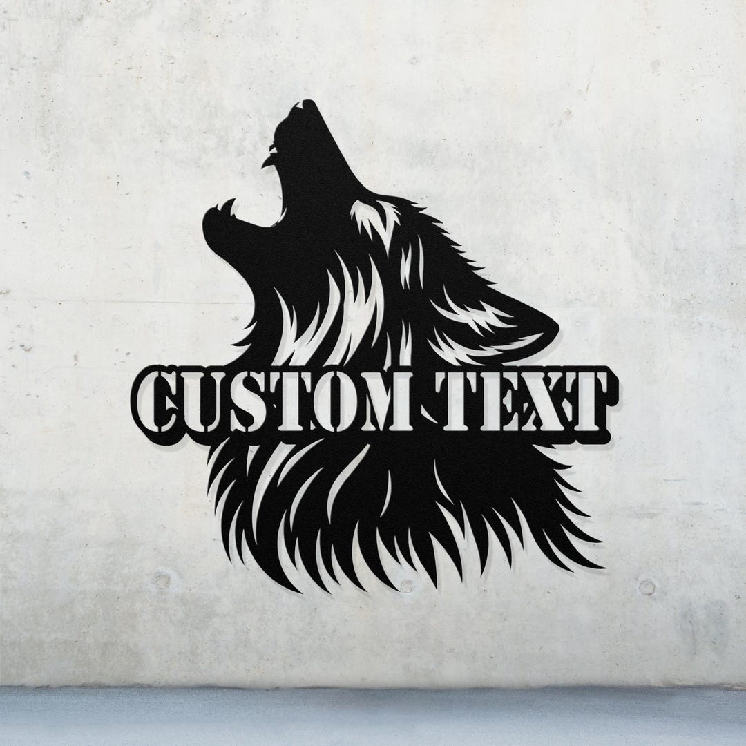 Personalized Wolf Metal Wall Art, Custom Howling Wolf Sign, Laser-cut ...
