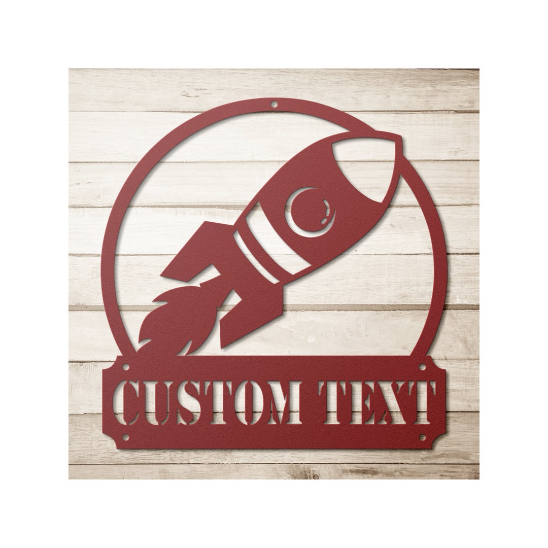 Custom Metal Rocket Name Sign - Personalized Spaceship Wall Art Decor ...