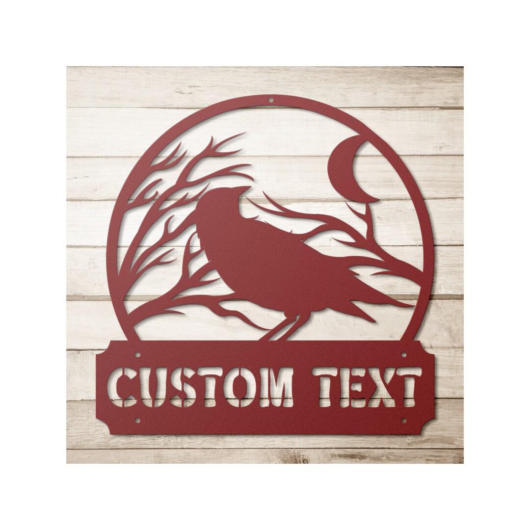 Personalized Raven Bird Metal Wall Art, Custom Raven Name Sign, Raven ...