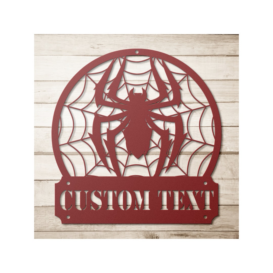 Custom Metal Dinosaur Spider Name Sign - Personalized Spiderweb Wall ...