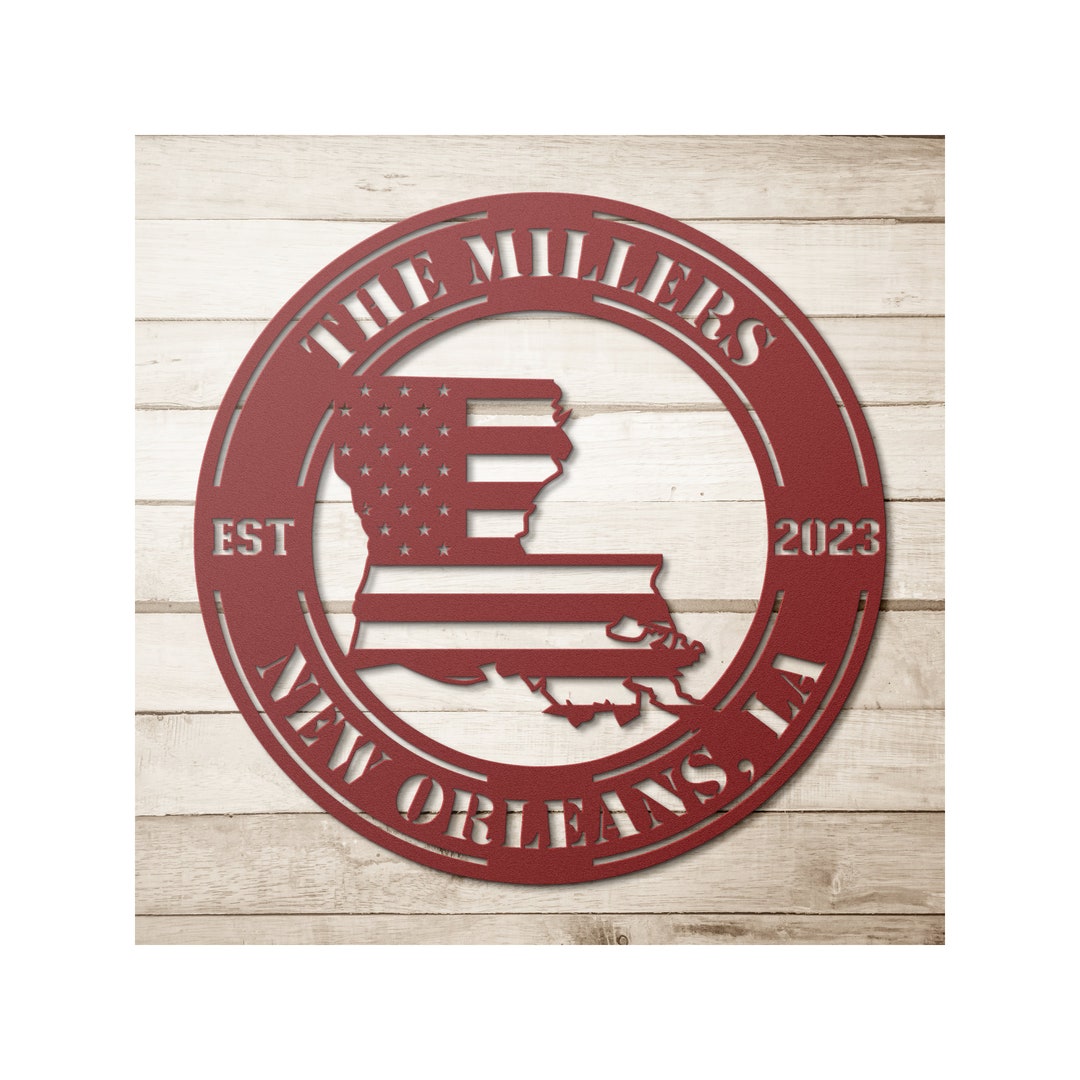 Custom Metal Louisiana Sign - Personalized LA State Wall Art Decor With ...