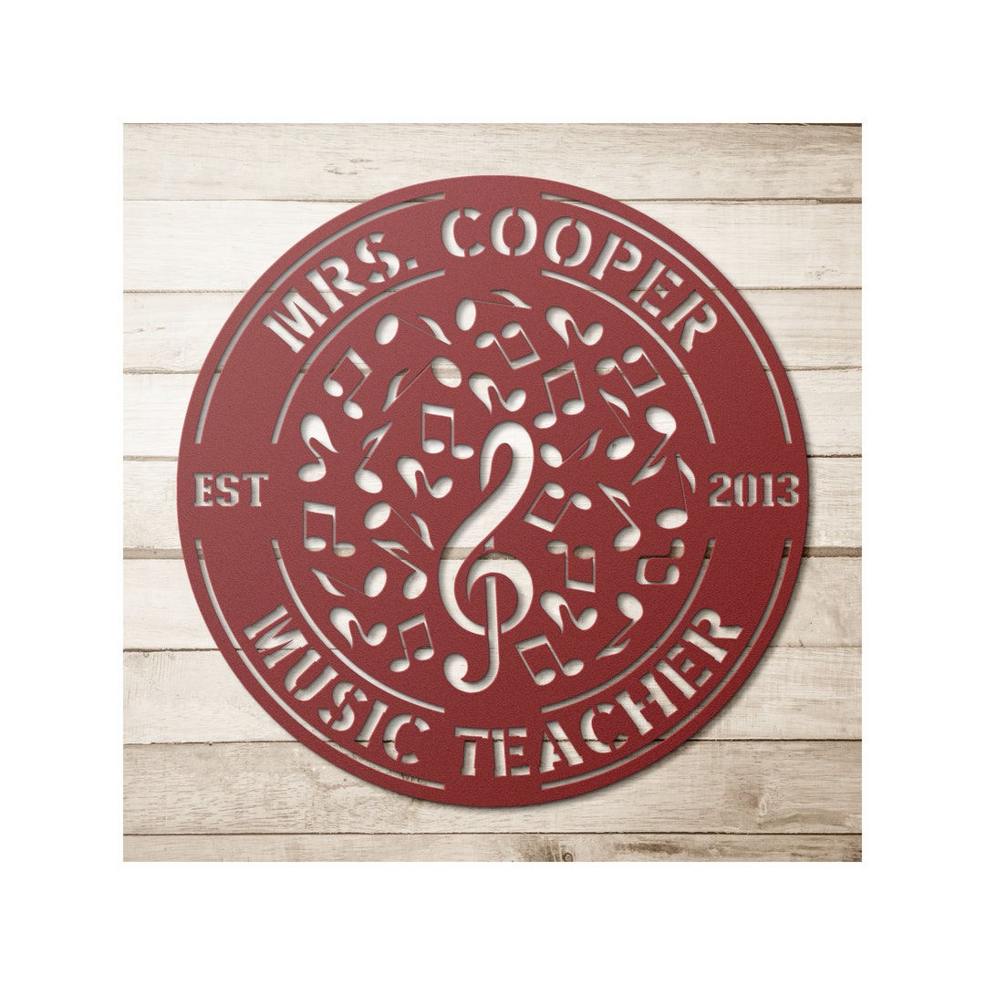 Custom Metal Music Teacher Door Sign - Personalized Music Teacher Wall ...