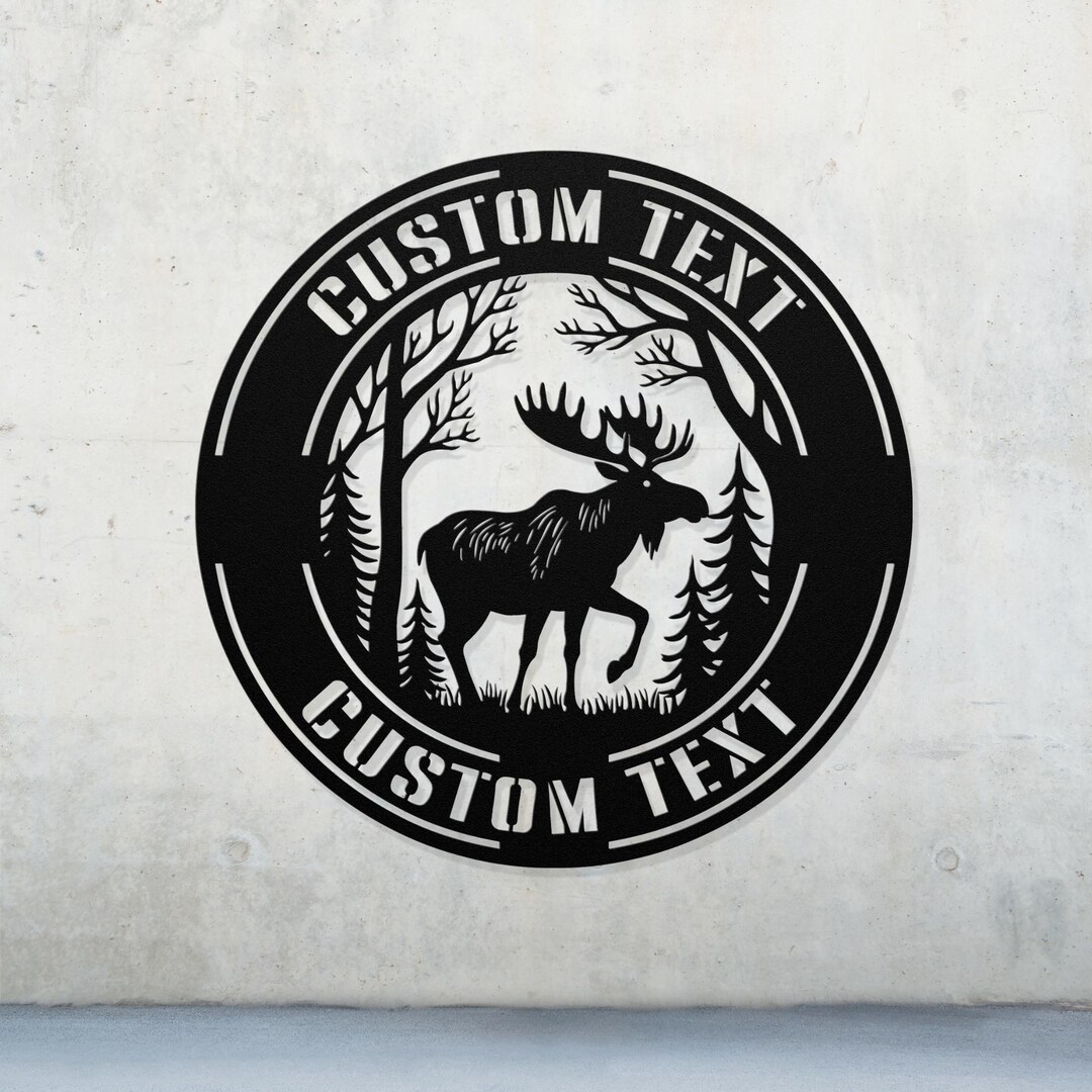 Custom Metal Moose Wall Art, Personalized Wildlife Sign, Rustic Cabin ...