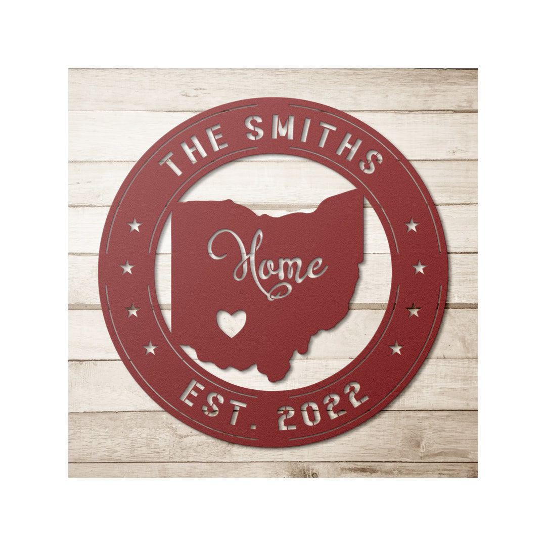 Ohio Metal Sign, Ohio Decor, Ohio Wall Art, Personalized Family Last ...