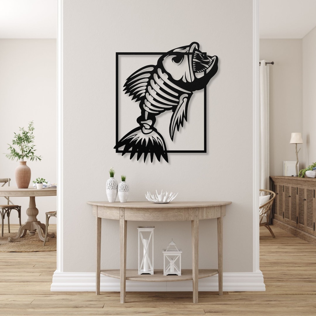 Fishbone Metal Wall Art, Fish Skeleton Decor for Wall, Horror Room ...