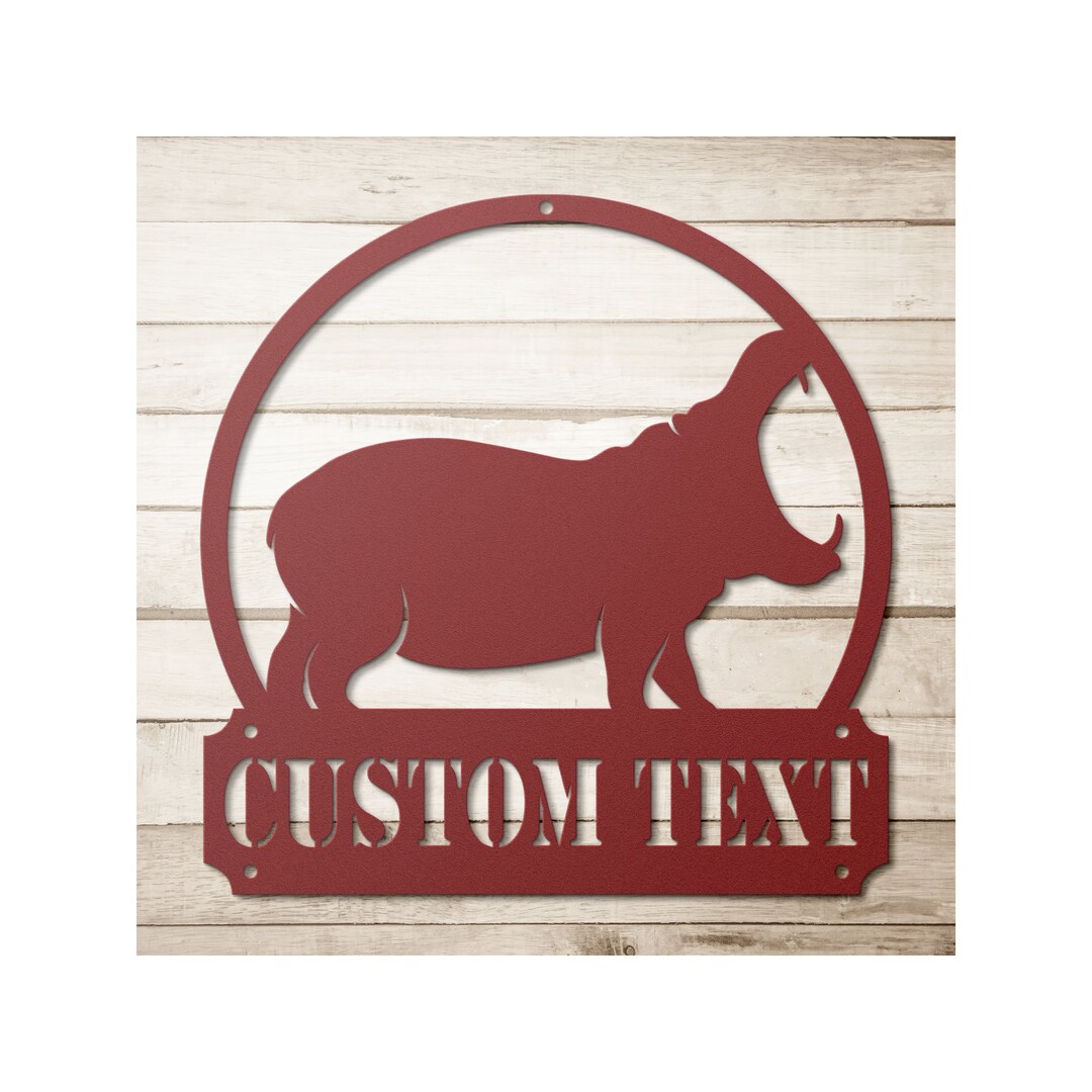 Custom Metal Hippopotamus Sign - Personalized Hippo Wall Art Decor - Etsy