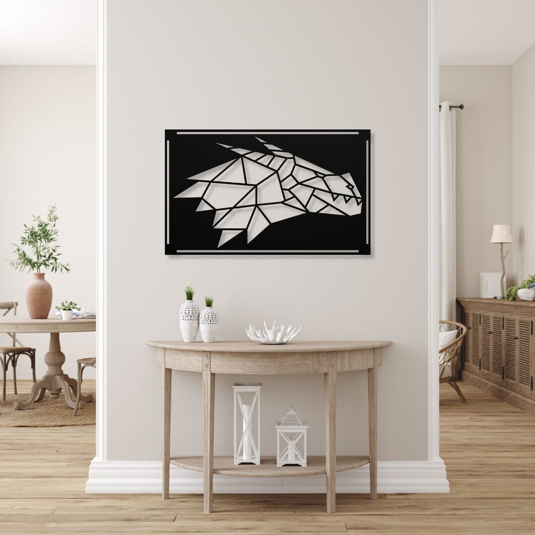 Geometry Dragon Metal Sign, Dragon Metal Wall Art, Dragon Home Decor ...