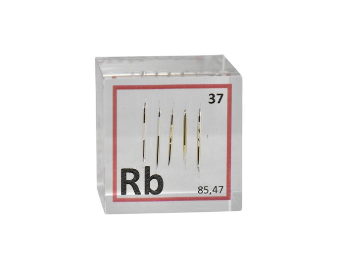 Rubidium Metallic Acrylic Cube 25.4 Mm 1 Inch, Rubidium 5 Ampoules Sealed in a Beautiful Acrylic ...
