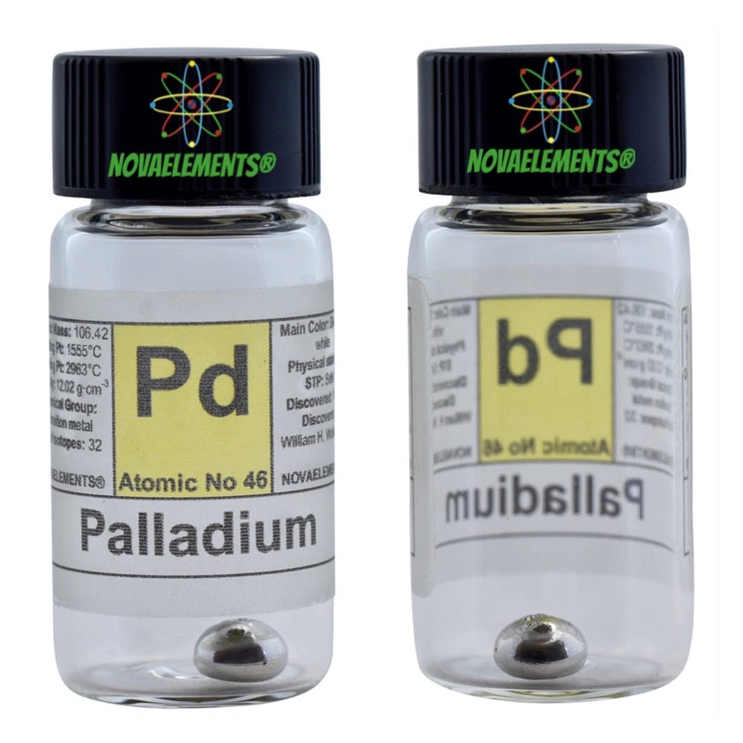 Palladium Metal 0.5 Grams, Periodic Table of Elements, 99.95% Pure ...