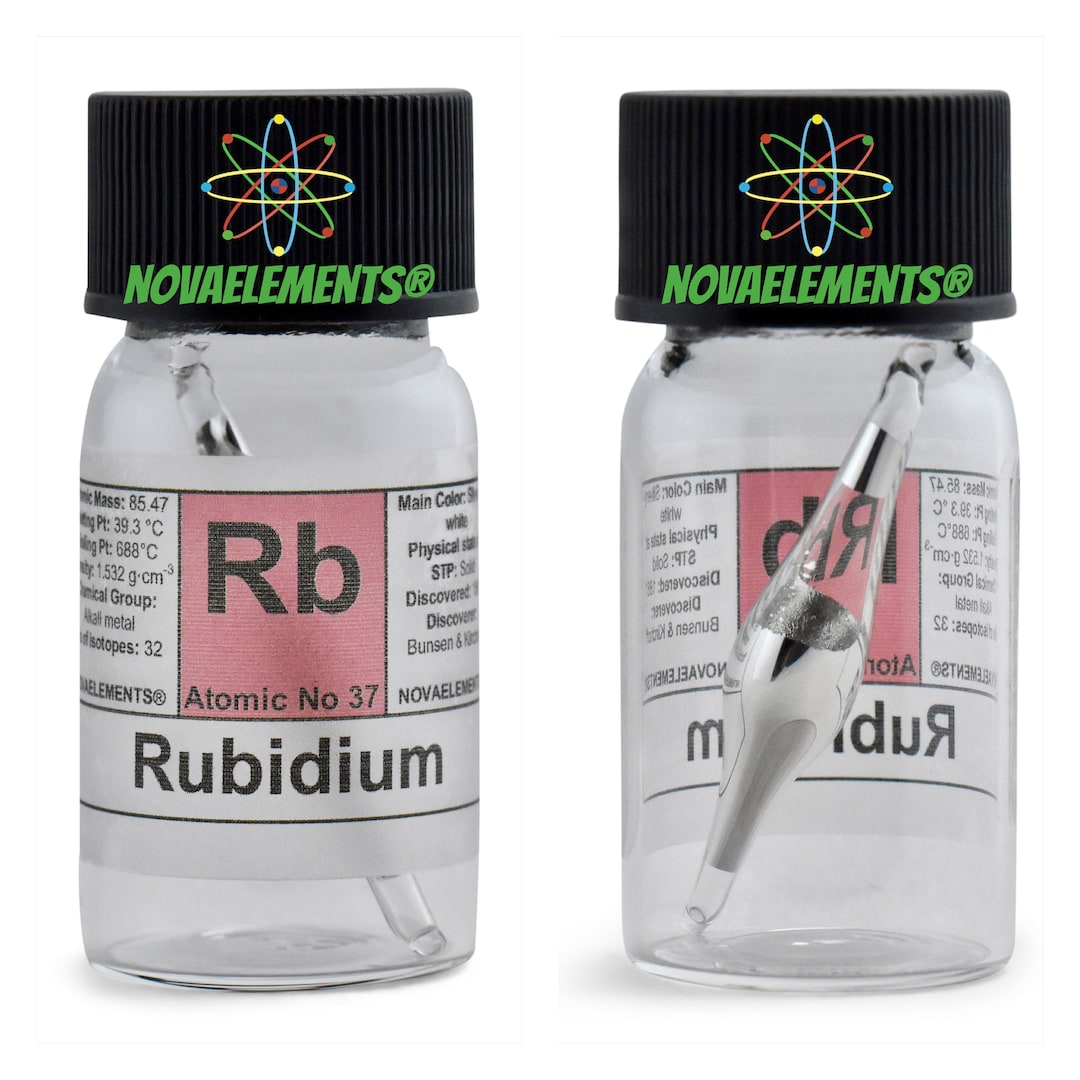 Rubidium Metallic Element 37, Rubidium Metal, Rubidium Ampoule 1 Gram 99.95% Pure and Oxide Free ...