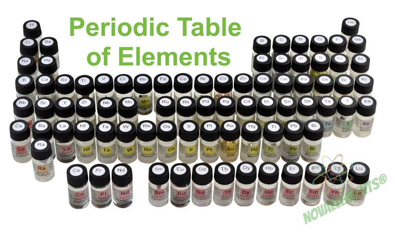Portable Periodic Table of Elements With Real Elements, Set of 82 Chemical Elements Including a ...