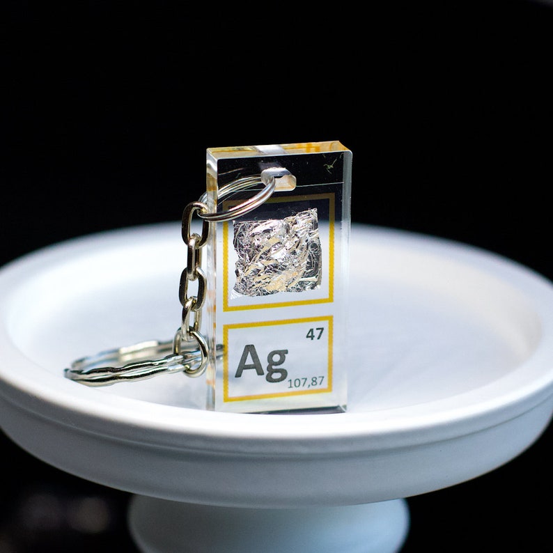 Silver Metal Sample for Collection, Silver Keychain, Periodic Table of Elements Keychain, Silver ...