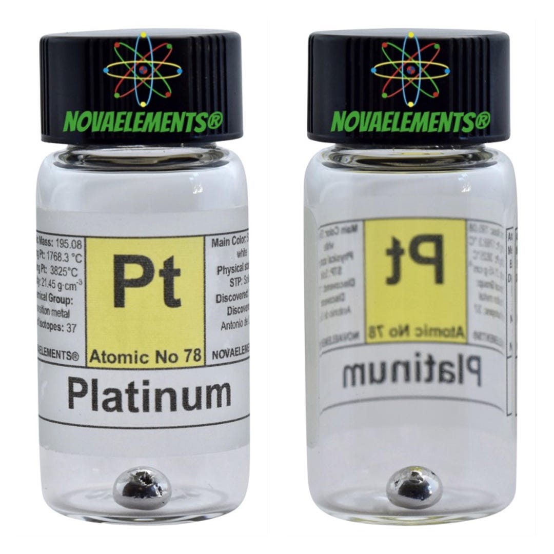 Platinum Metal 0.5 Grams, Periodic Table of Elements, Lustrous Platinum ...