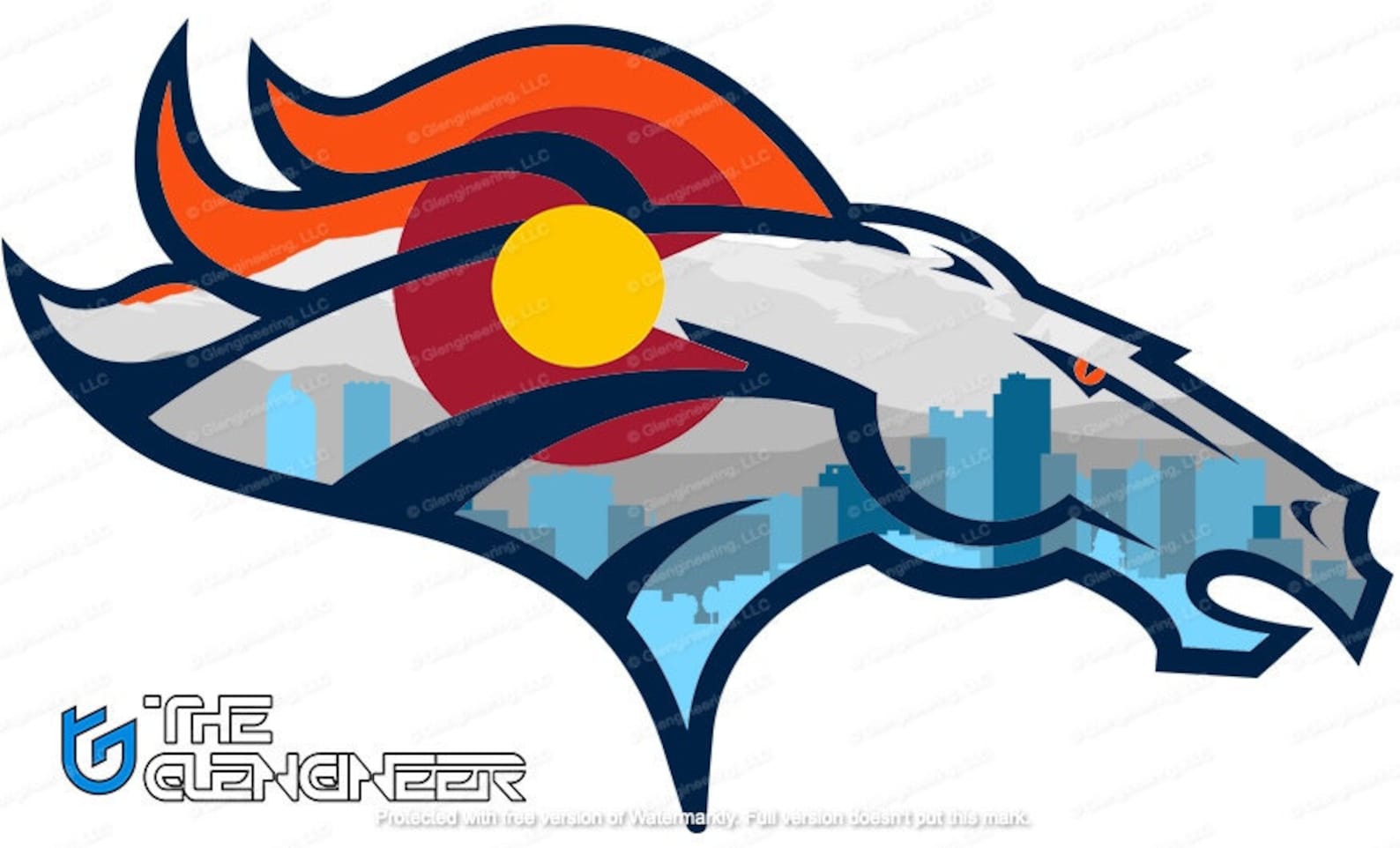Denver Broncos Sign City Skyline Colorado Logo & Rocky | Etsy