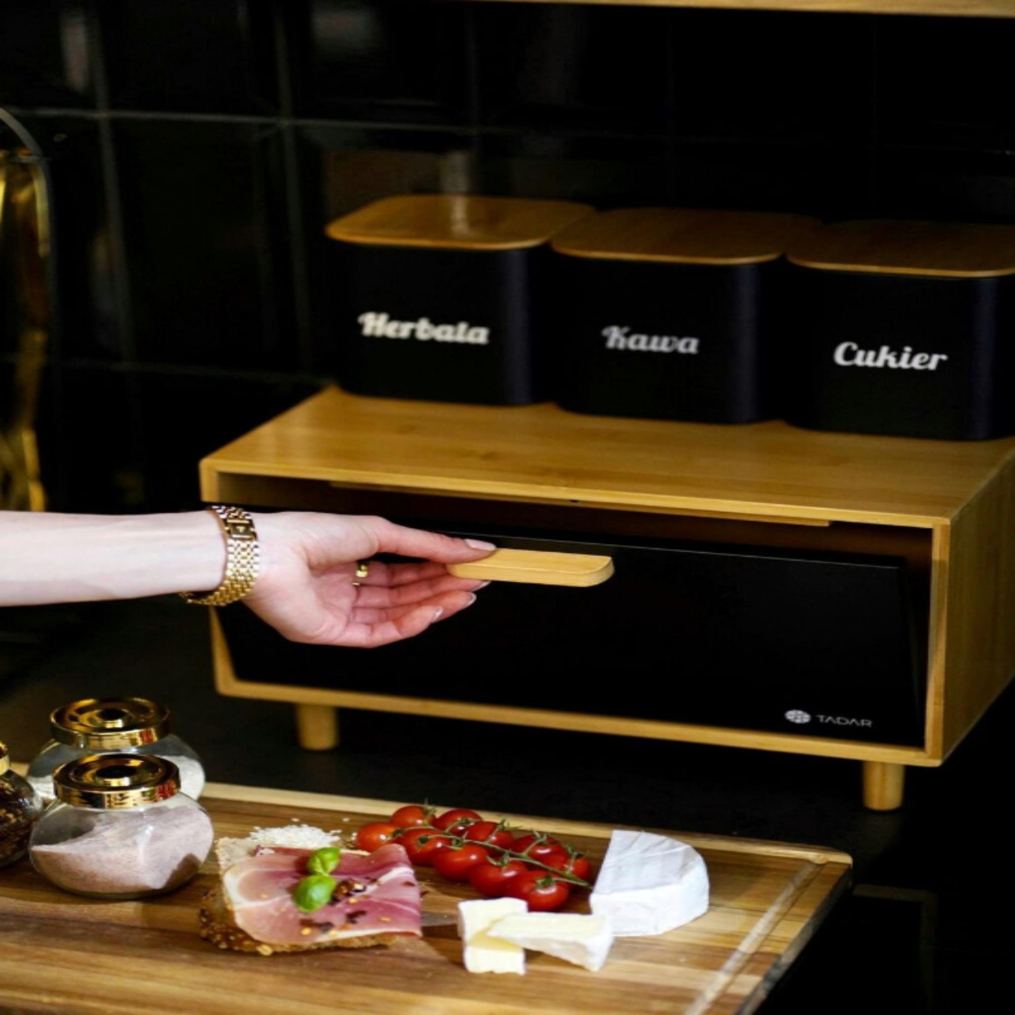 Bread Box 22,8 X 36 X 26 Cm, Black Bread Storage, Farmhouse Kitchen ...