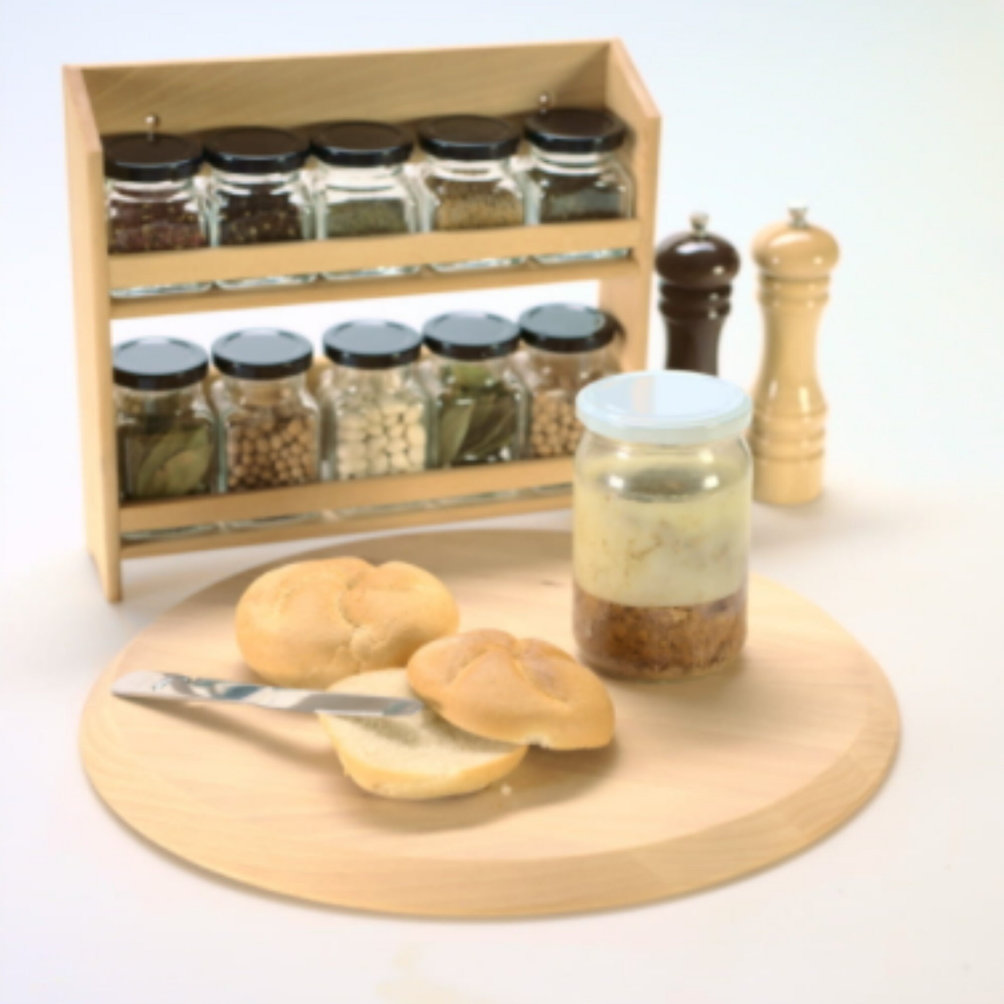 Wooden Shelf Spice Rack 5x 120ml Spice Jar 5x 150ml Spices Jar, Kitchen ...