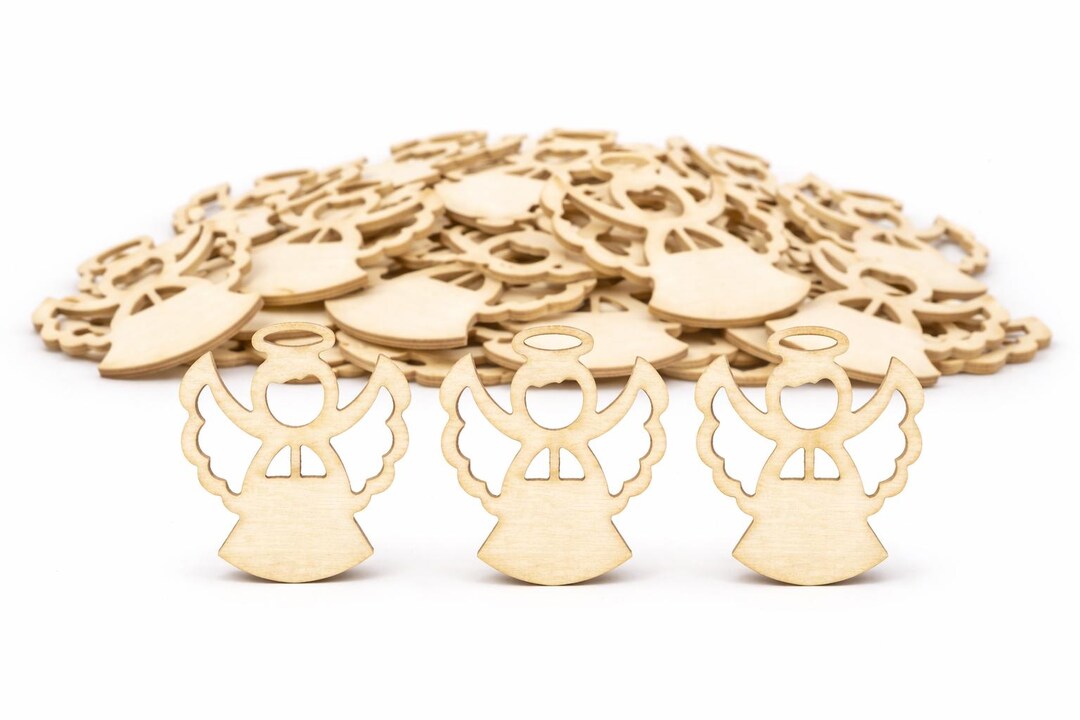 Wooden Angel Crafts Cutouts 3.8×4 Cm – 50pcs Plywood Angel Shapes for ...