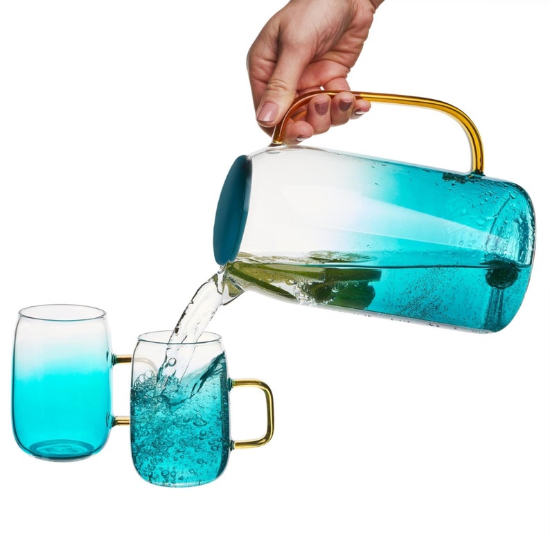 Glass Water Pitcher Jar 1.5 L and 2 Glasses 300 Ml - Etsy