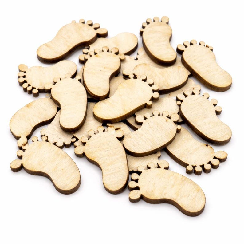 Wooden Feet 2.8 Cm Plywood Decorative Baby Scrapbooking Craft Shapes 50 ...