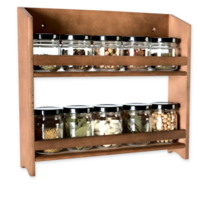 Wooden Shelf Spice Rack 5x 120ml Spice Jar 5x 150ml Spices Jar, Kitchen ...
