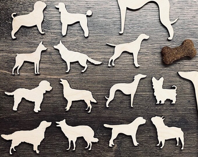 10x Wooden Dog Shapes / Dog Keepsake Cutouts From 40mm | 3mm Thick ...