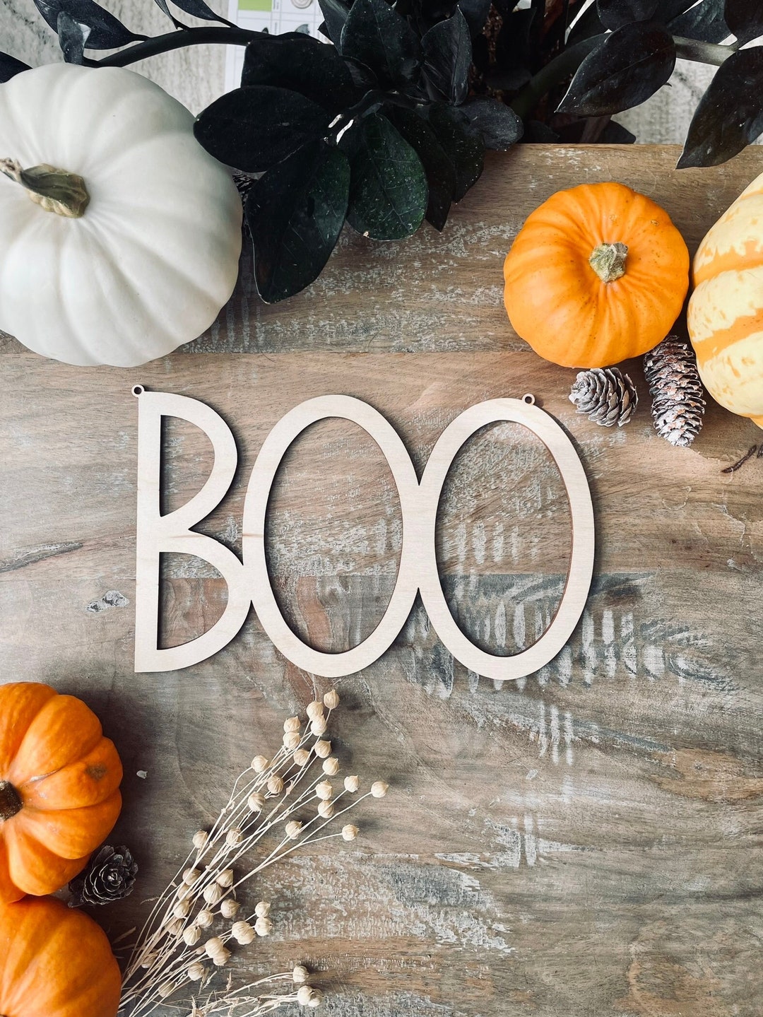 Wooden Halloween ‘BOO’ Sign From 100mm Wide | Spooky Decor | Halloween ...